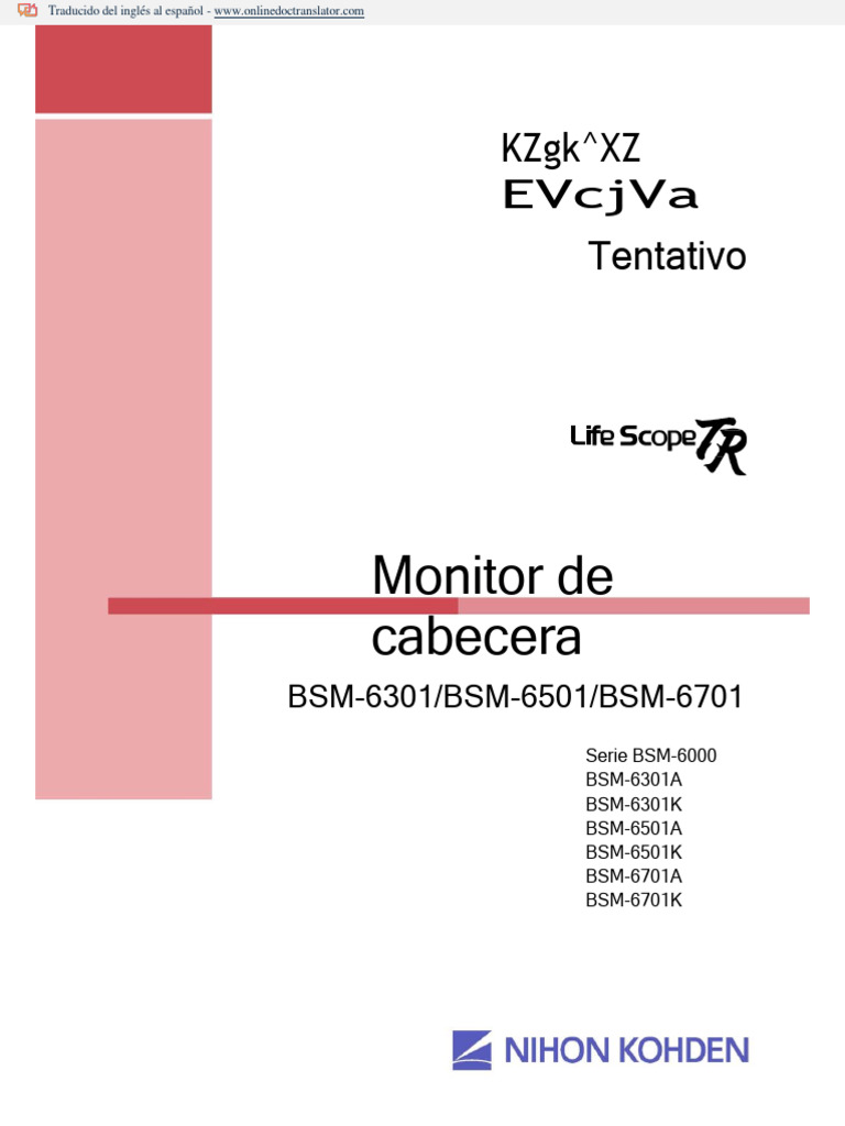 Nihon Kohden BSM-6301, 6501, 6701 Bedside Monitor - Service Manual - En ...