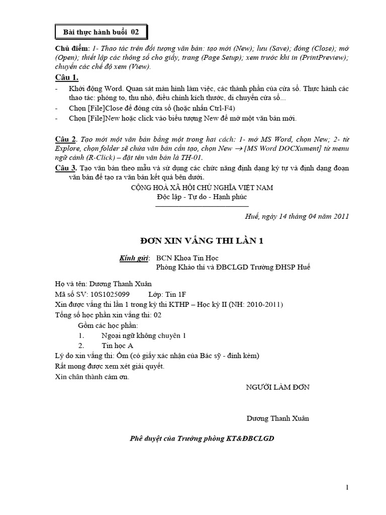 Bai Thuc Hanh Word | PDF