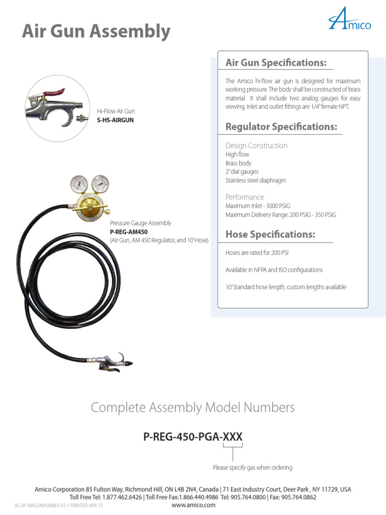 Amico Acp Air Gun Assembly Specs | PDF | Gases | Equipment
