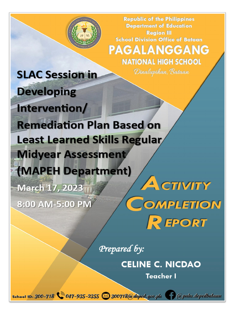 ACR SLAC MAPEH Department March 17 2023 PDF | PDF | Teachers | Human ...