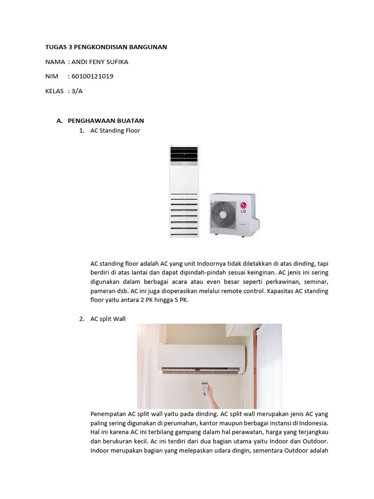 Jenis-Jenis Penghawaan Buatan AC | PDF