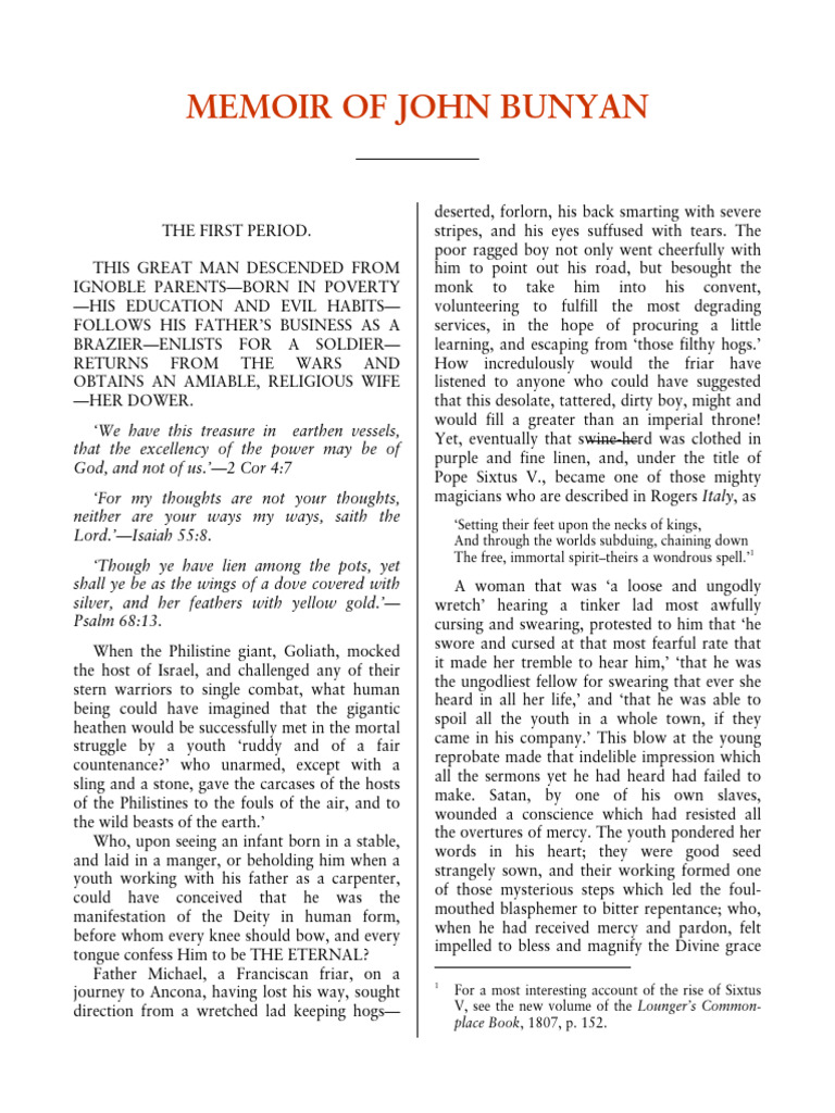 Memoirs of John Bunyan | PDF