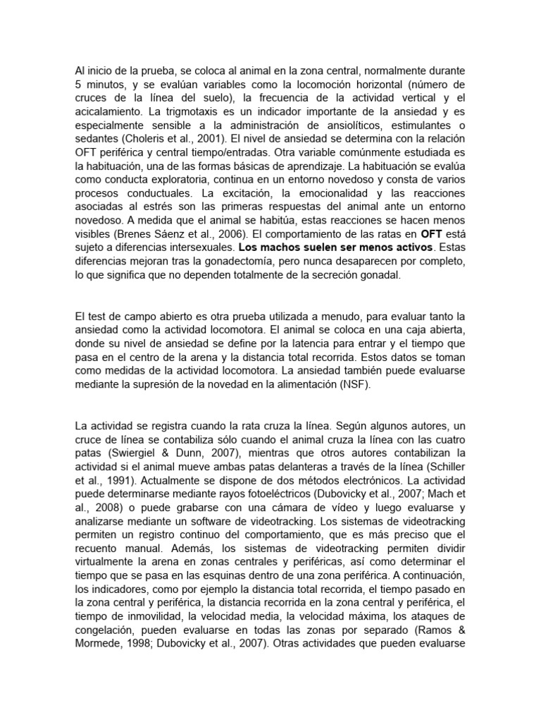 Open Field Test | PDF | Ansiedad | Comportamiento