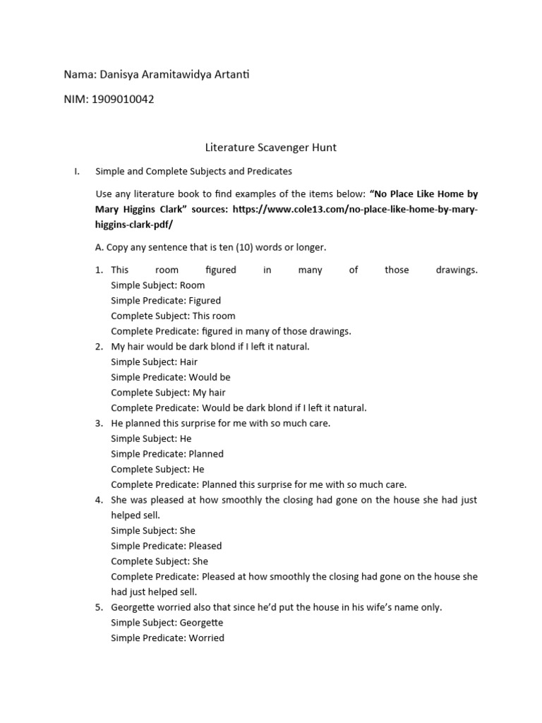 Literature Scavenger Hunt | PDF
