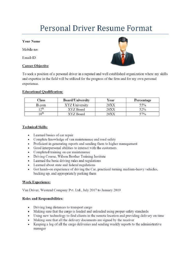 Personal Driver Resume | PDF