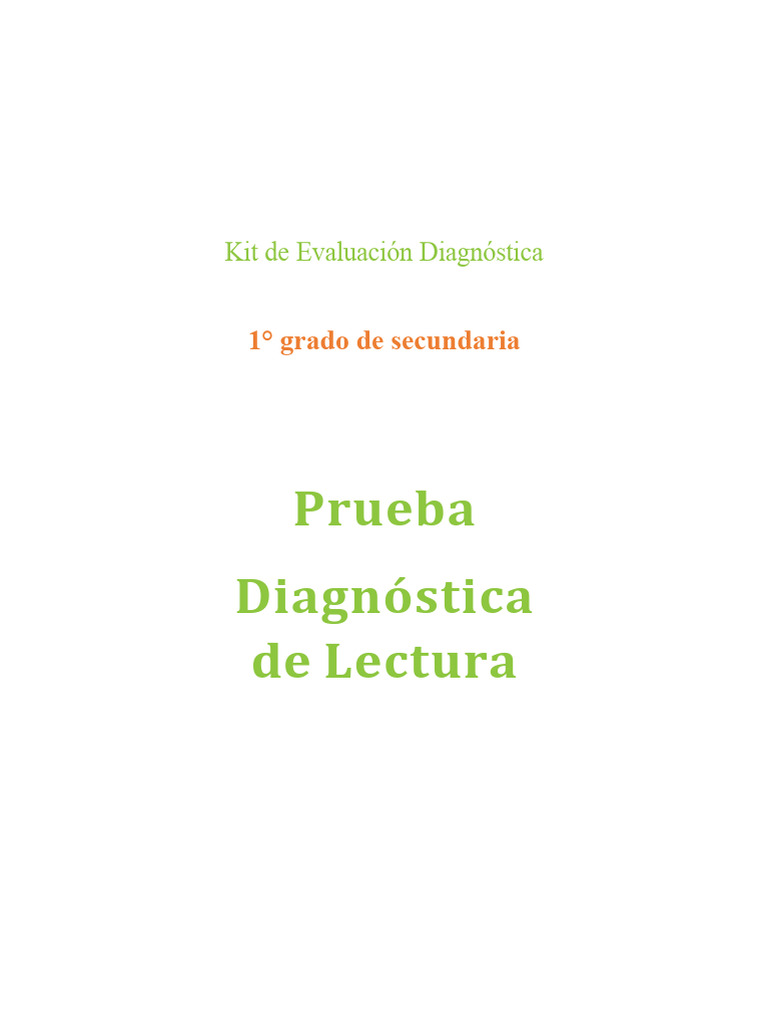 Prueba Diagnóstica de Lectura | PDF