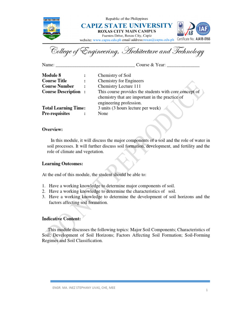 IM Chem Lec Module 08 Soil | PDF IM Chem Lec Module 08 Soil | PDF