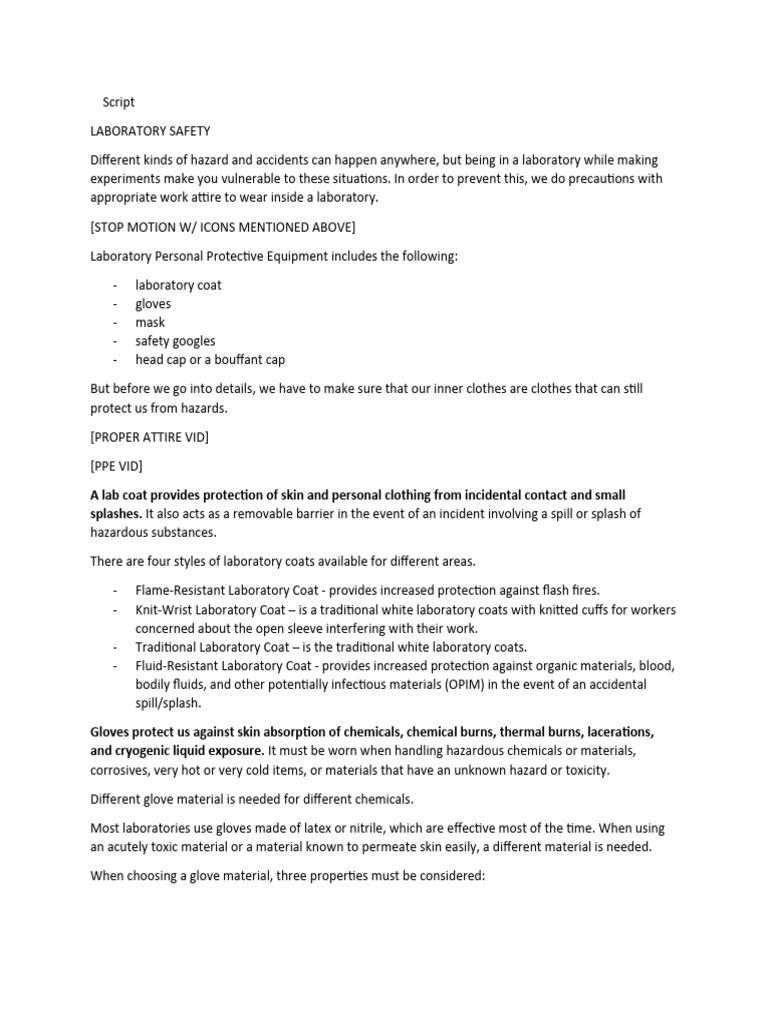 Lab Act Ppe Script | PDF | Personal Protective Equipment | Safety
