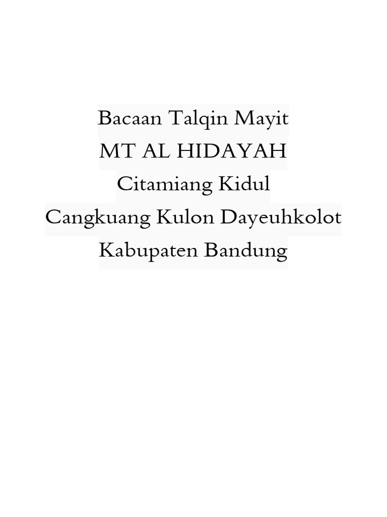 Bacaan Talqin Mayit | PDF