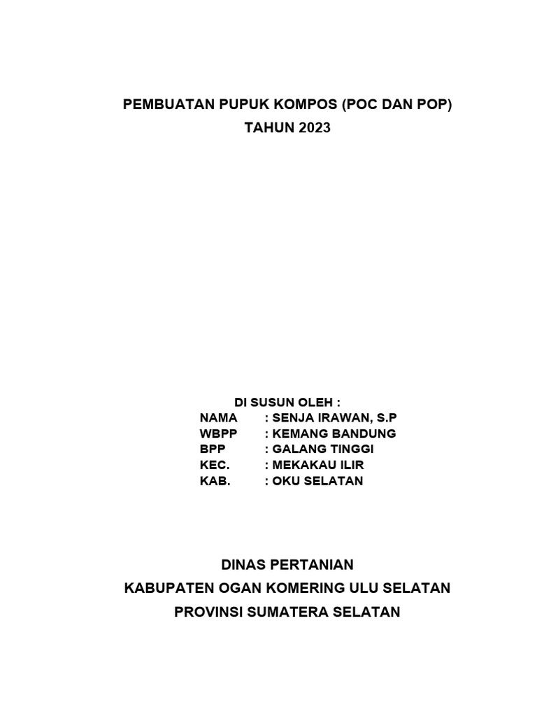 Pembuatan Pupuk Kompos POC dan POP | PDF