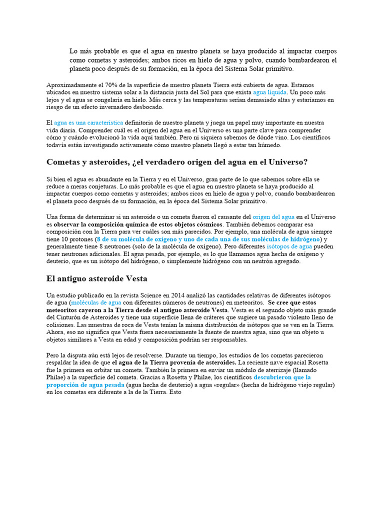 El Origen Del Agua | PDF | Agua | Tierra
