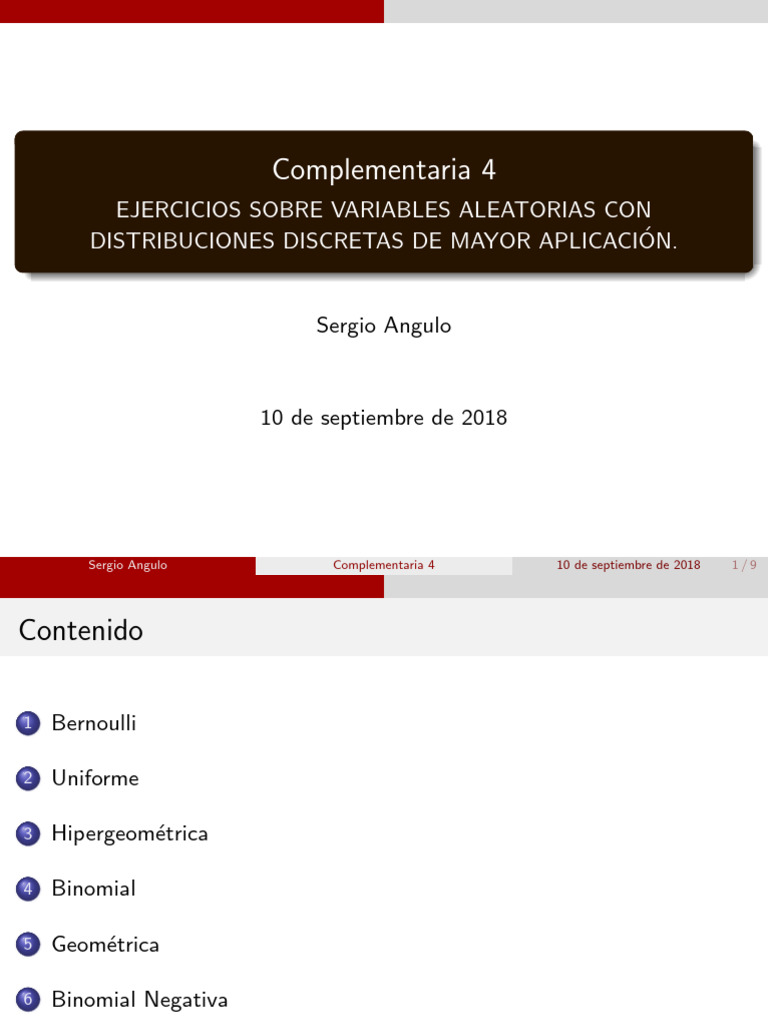 Complementaria 4 2018-1 E | PDF | Distribución de veneno | Enseñanza de matemática