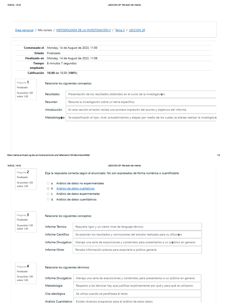 LECCION 2P - Revisión Del Intento | PDF