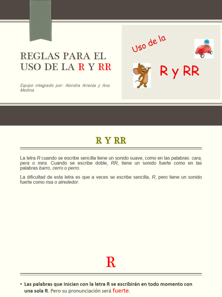 Reglas para El Uso de La R y RR | PDF | Lingüística | Idiomas
