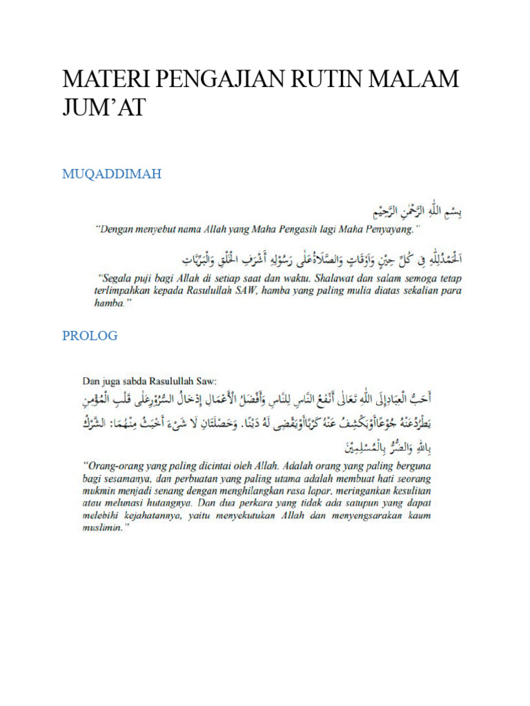 Materi Pengajian Rutin Malam Jum'at | PDF