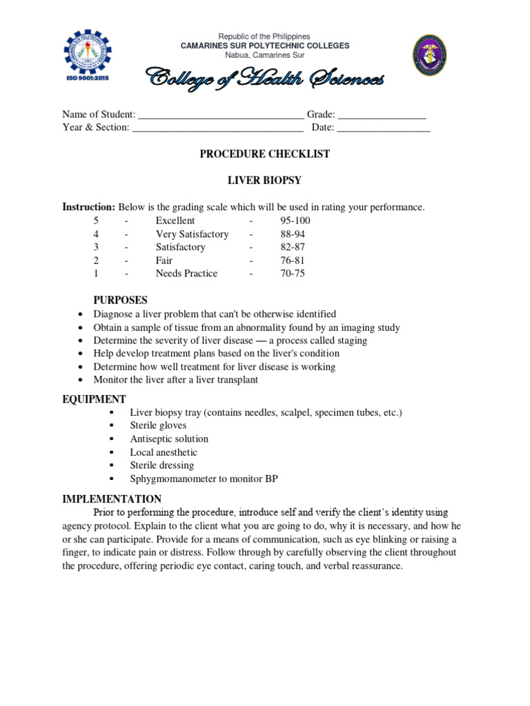 Liver Biopsy Checklist 2 | PDF | Breathing | Biopsy
