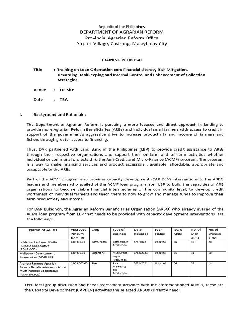 Training Design Sample For ACMF | PDF