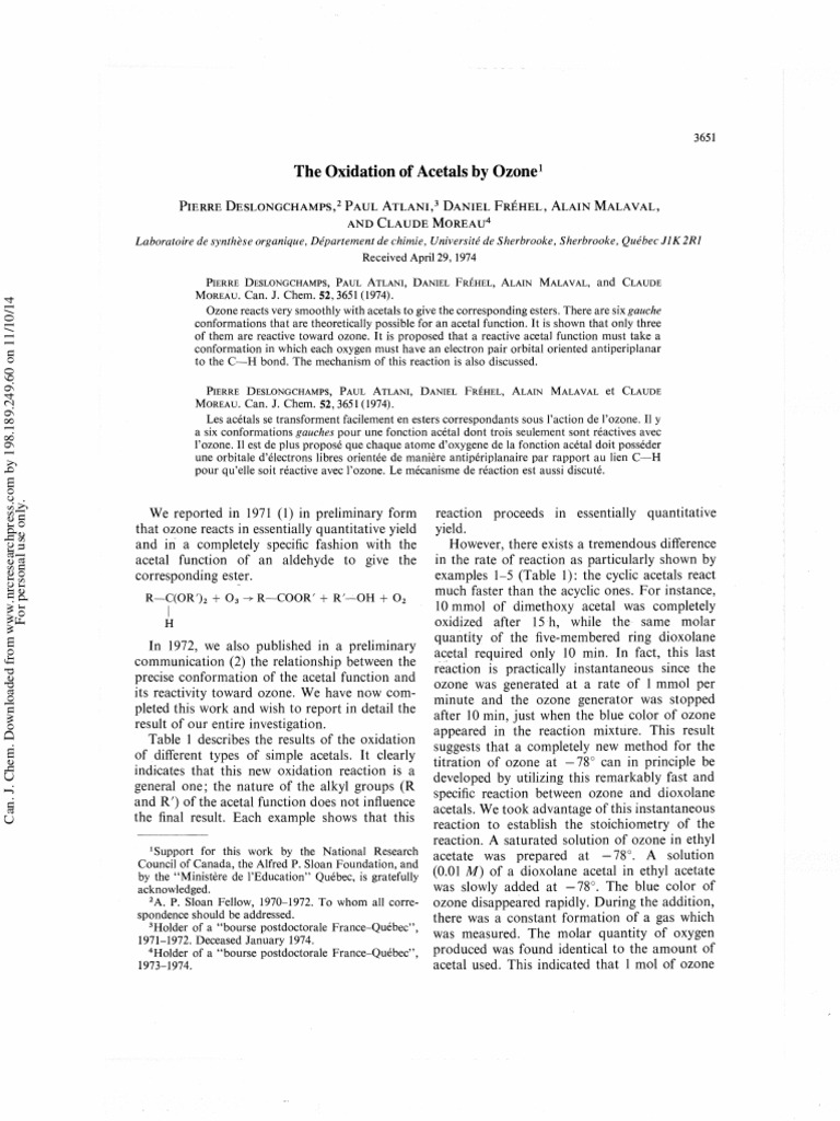 Acetal Ozonolysis Insights | PDF