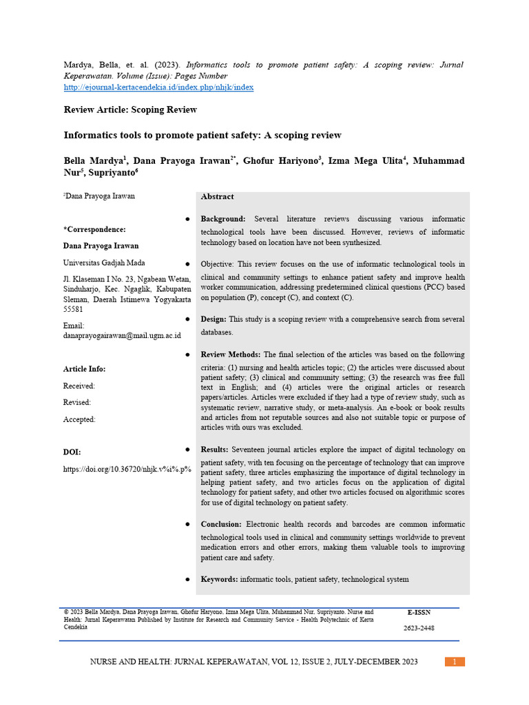 Template For Review Article (Narrative Review) | PDF | Patient Safety ...