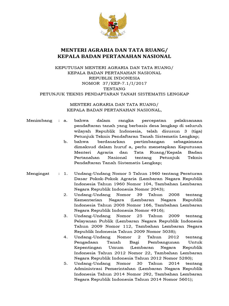 Kepmen Atrbpn Tentang Juknis Ptsl 2017 Pdf
