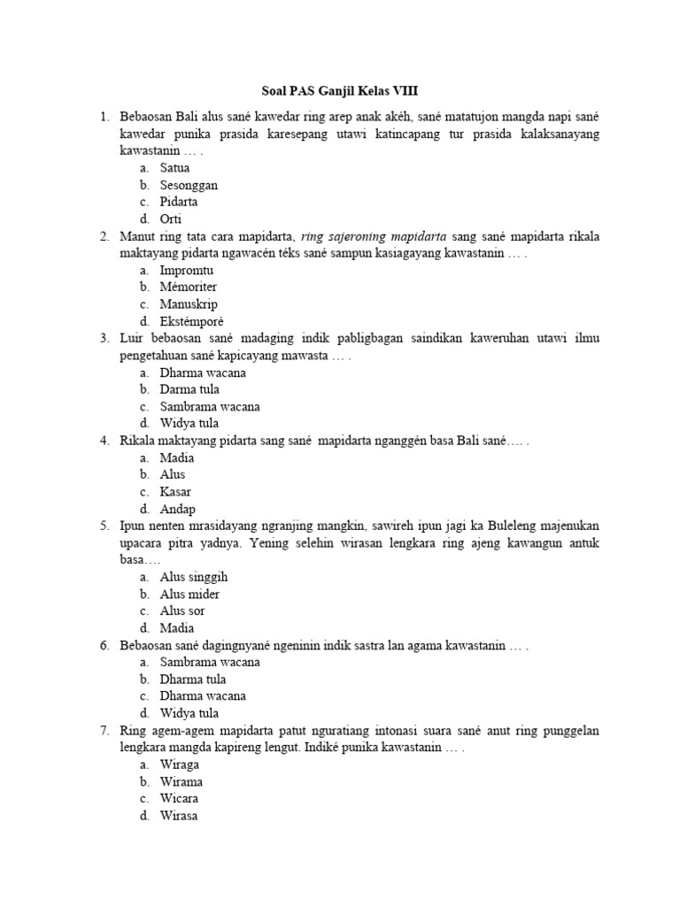 Soal PAS Kelas 8 Ganjil 2023 - 2024 | PDF | Kajian Bahasa Asing | Seni
