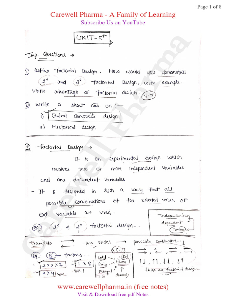 Factorial Design in Biostatistics Unit 5 | PDF