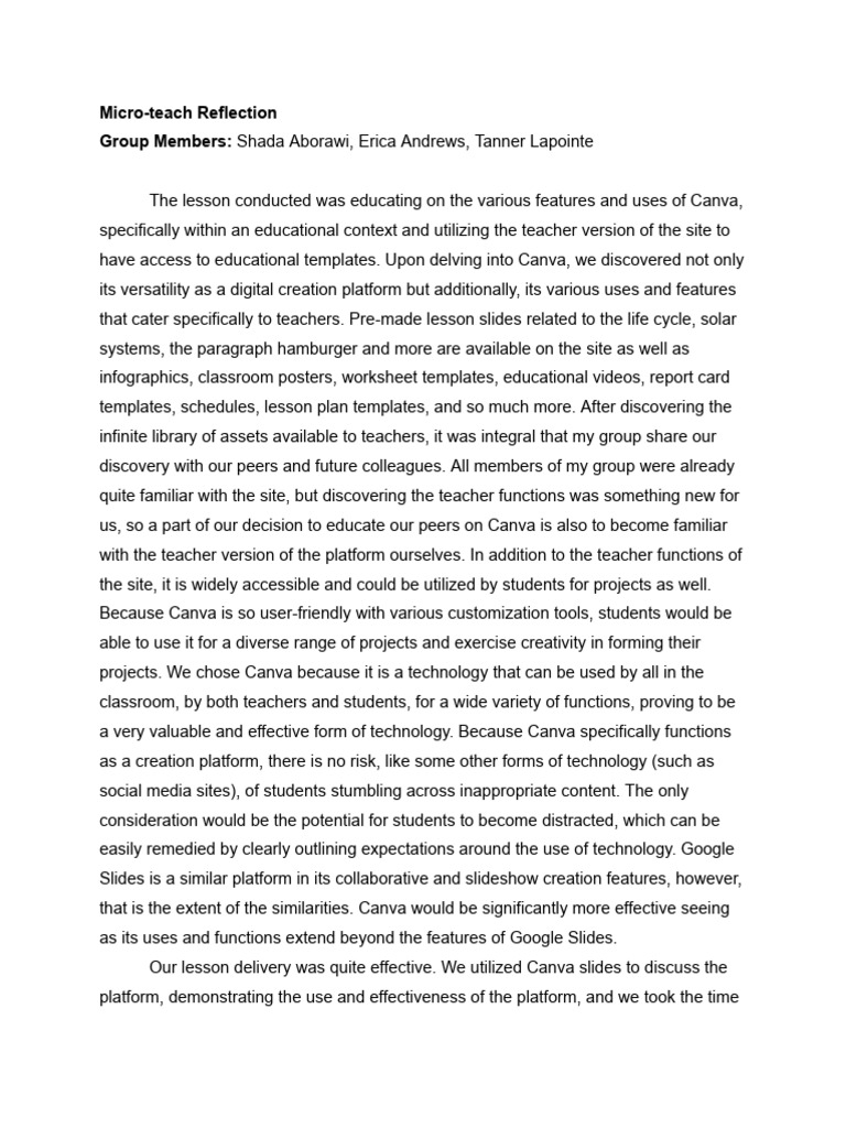 Microteach Reflection | PDF | Human Communication | Communication