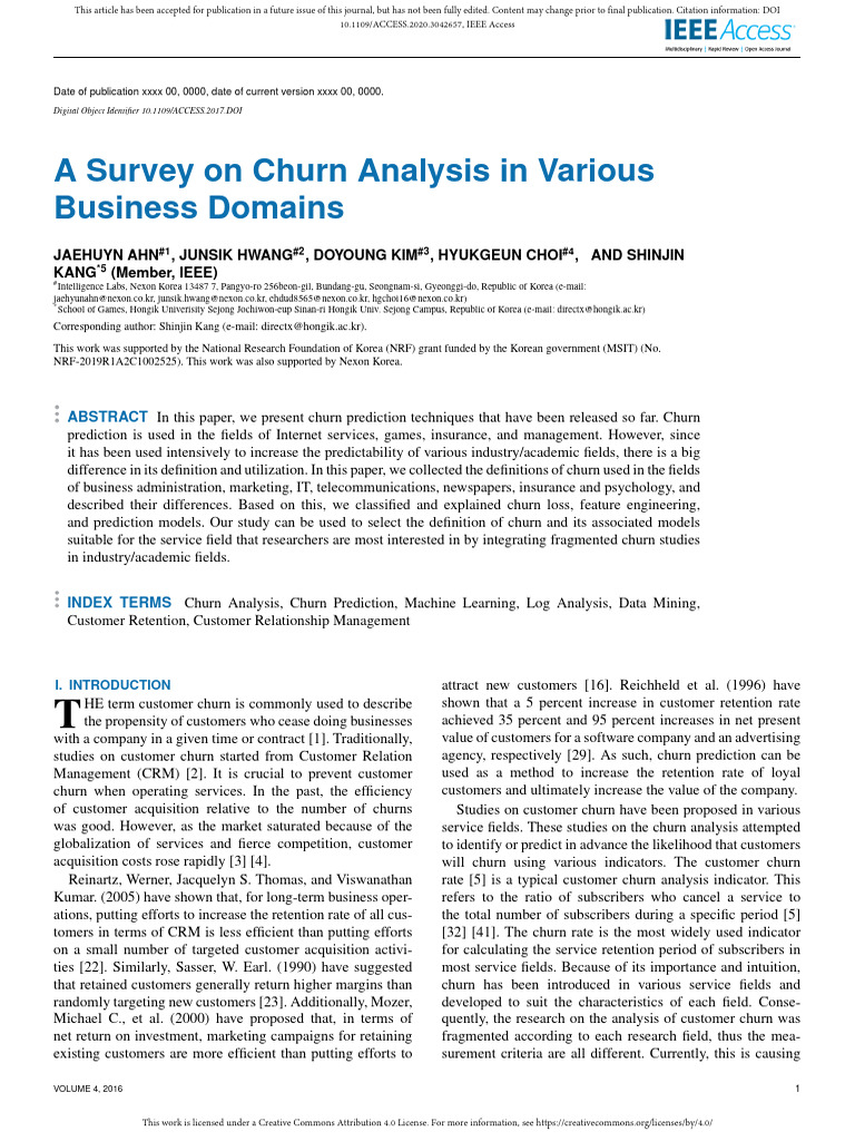 A Survey On Churn Analysis by Jaehuyn | PDF | Customer Relationship ...