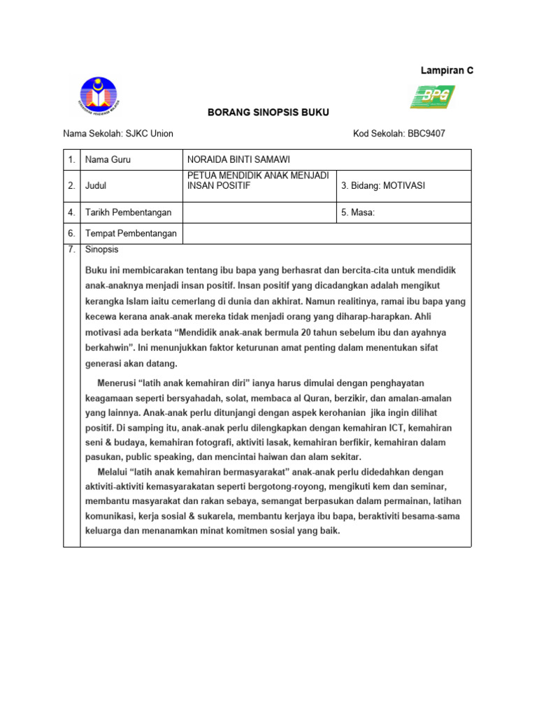 Sinopsis Petua Mendidik Anak Menjadi Insan Positif | PDF