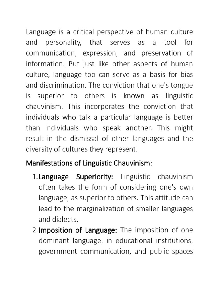 Linguistic Chauvinism | PDF | Identity Politics | Cultural Politics