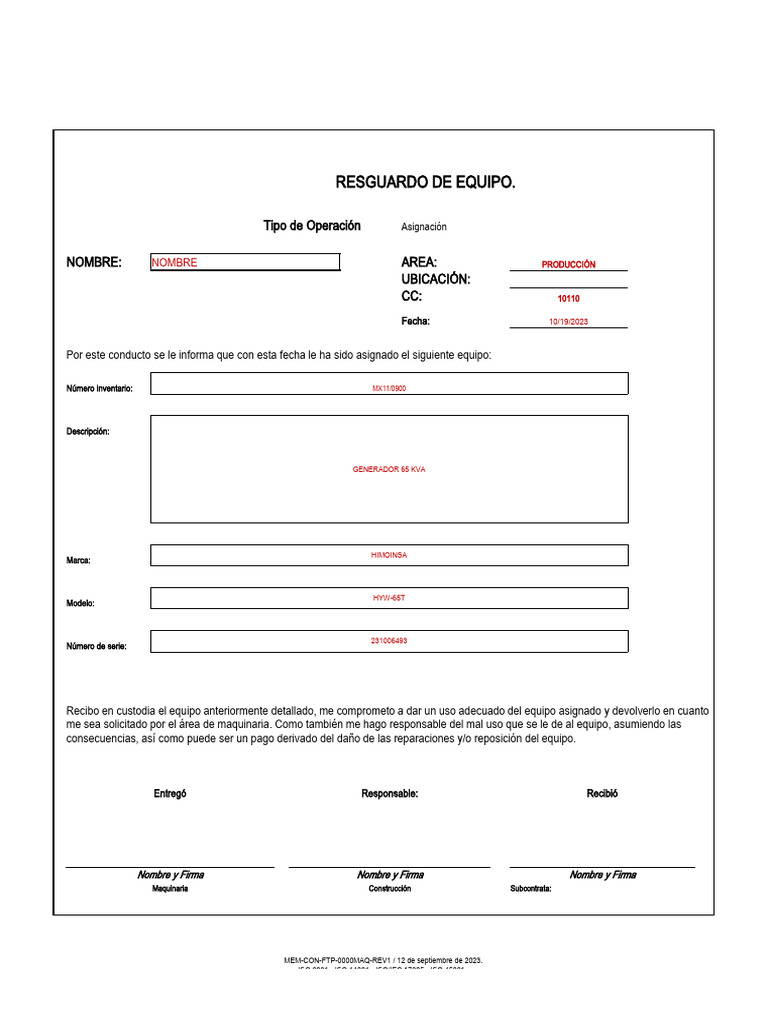 Resguardo Equipo | PDF