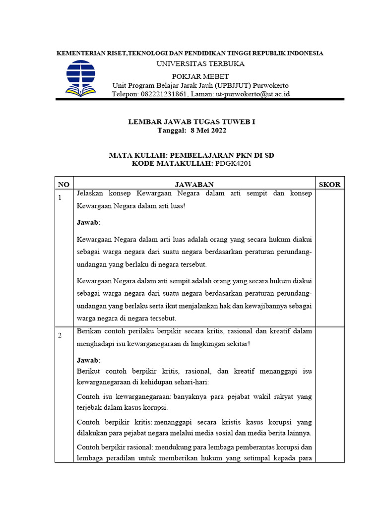 Pendidikan PKN di SD: Konsep dan Pentingnya | PDF