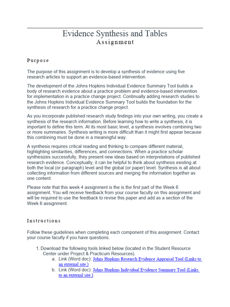 Evidence Synthesis and Tables | PDF | Evidence Based Medicine | Rubric ...