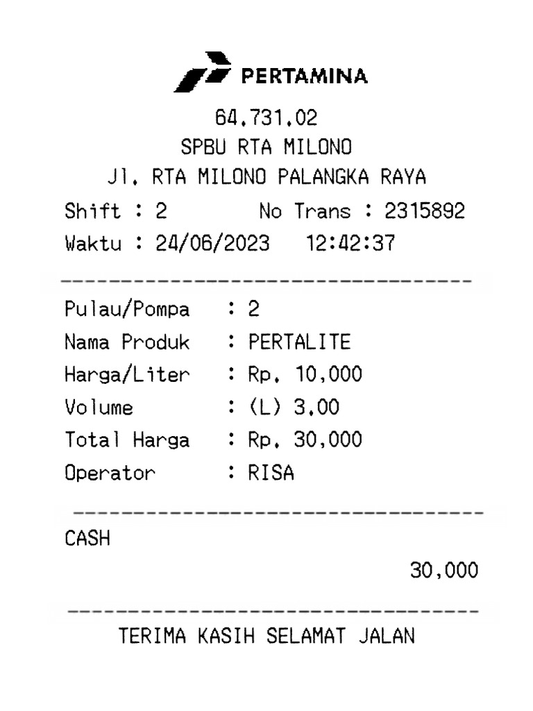 Struk Pertamina | PDF