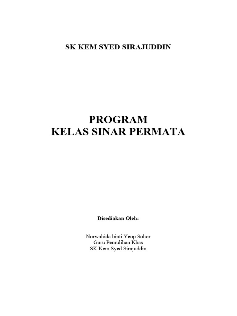 Kertas Kerja Kelas Sinaran Permata | PDF