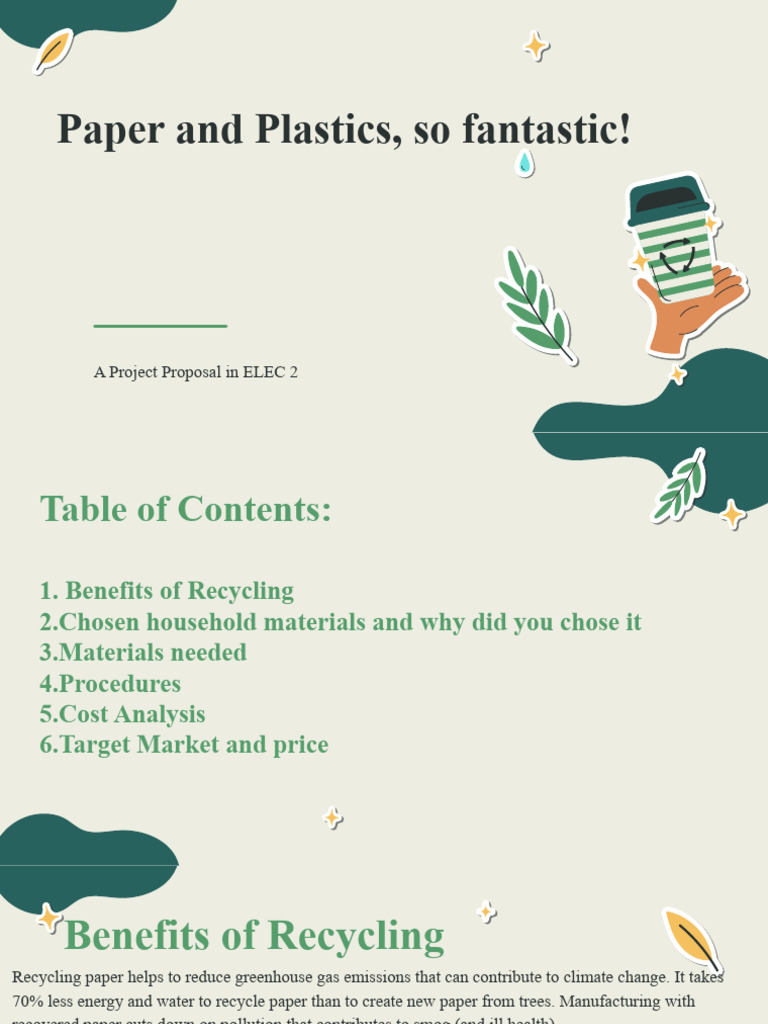 Recycling Project Proposal: Paper & Plastics | PDF | Recycling | Paper