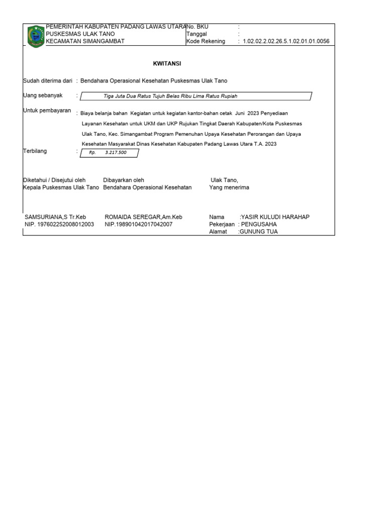 Kwitansi Atk PMT | PDF