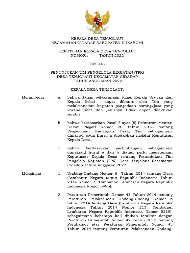 Contoh SK-TPK | PDF | Griya & Taman