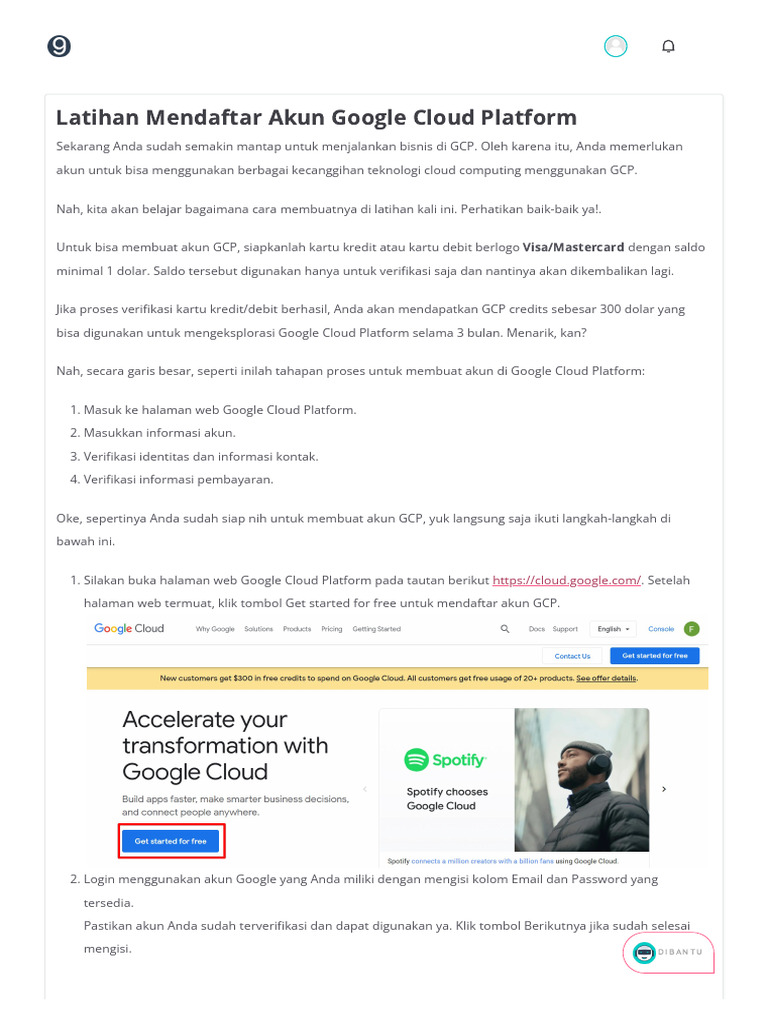 1.9. Latihan Mendaftar Akun Google Cloud Platform | PDF