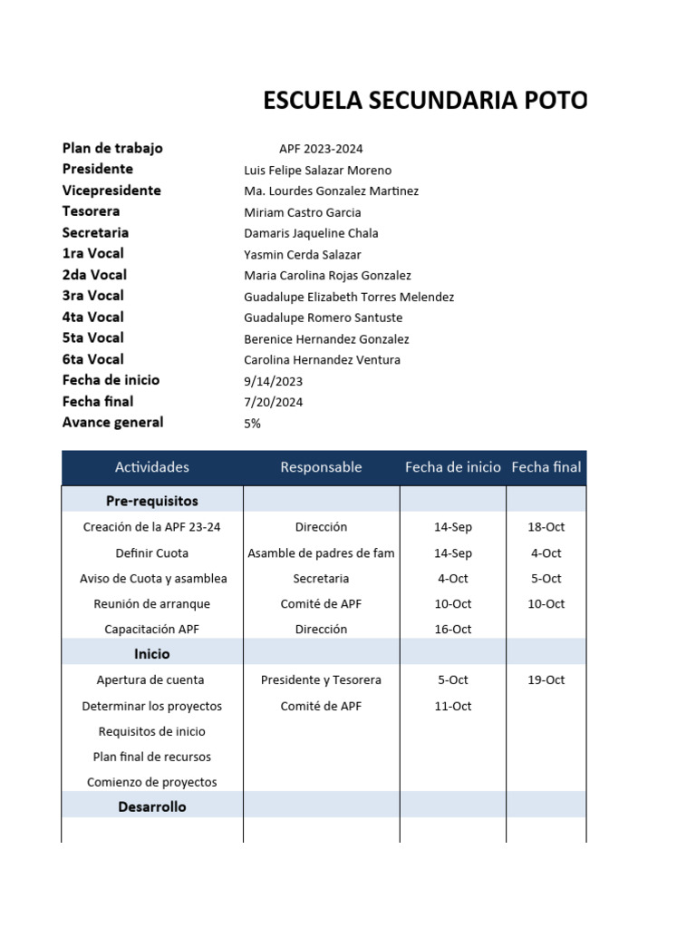 Plan APF 2023-2024 Secundaria Potosinos | PDF