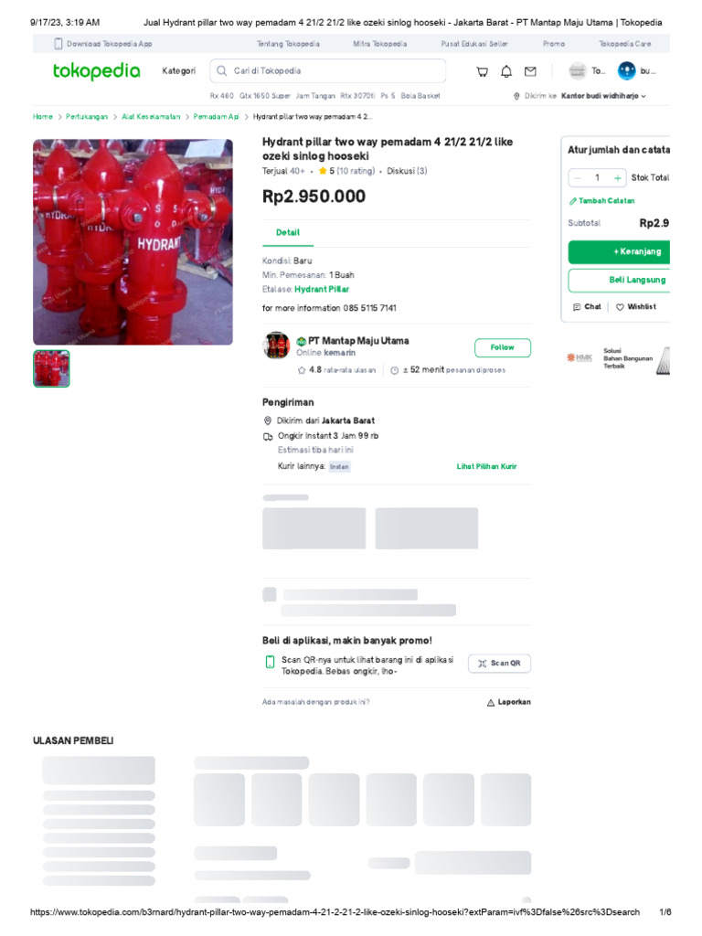 Hydrant Pillar Two Way Pemadam 4 21 - 2 21 - 2 Like Ozeki Sinlog Hooseki - Jakarta Barat - PT ...