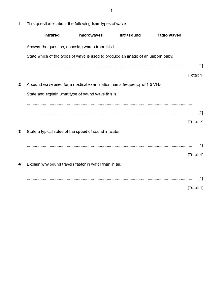 Sound Revision QP | PDF | Sound | Waves