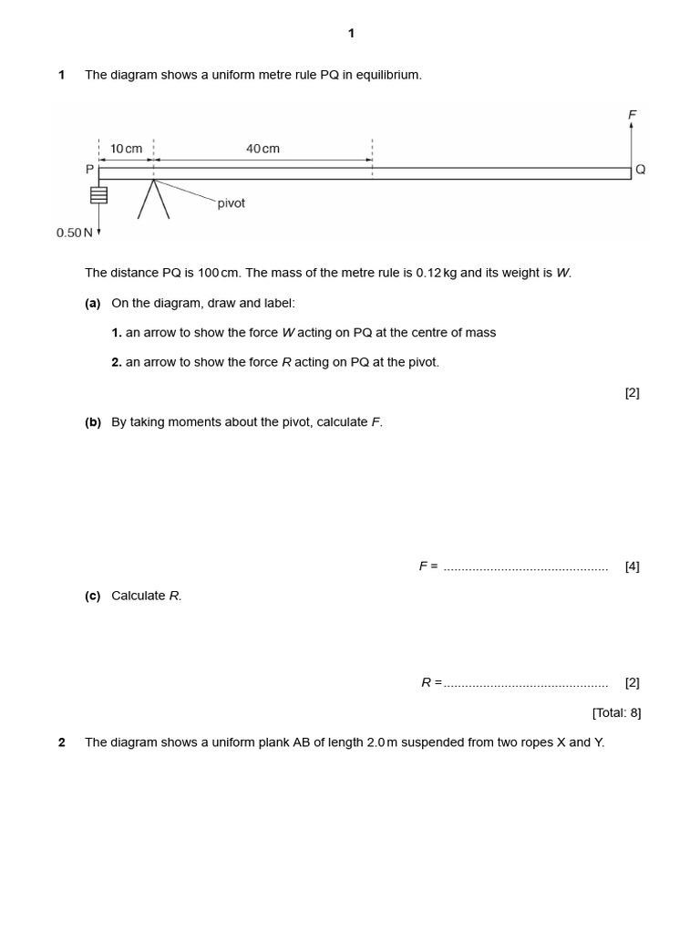 Turning Effects Ws | PDF | Force | Physical Quantities