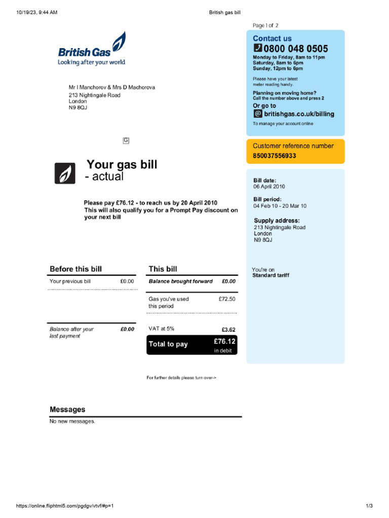 British Gas Bill | PDF