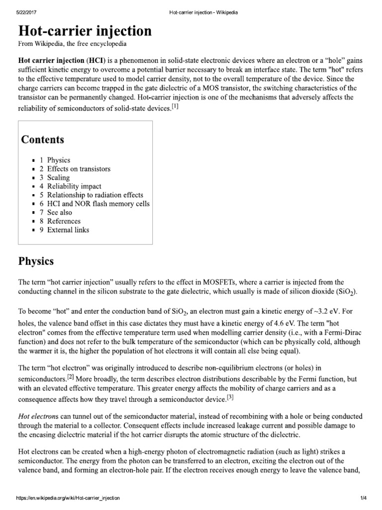 Hot-Carrier Injection - Wikipedia | PDF
