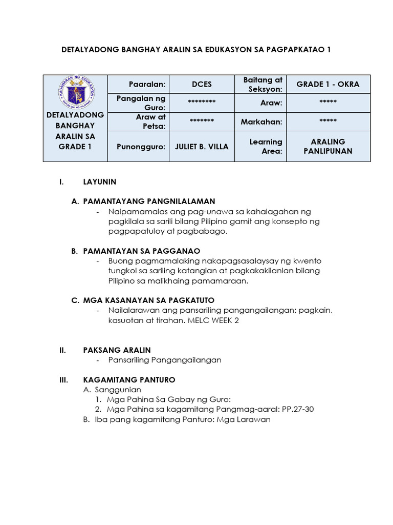 10 Parts Banghay Aralin Ap1 - 095921 | PDF