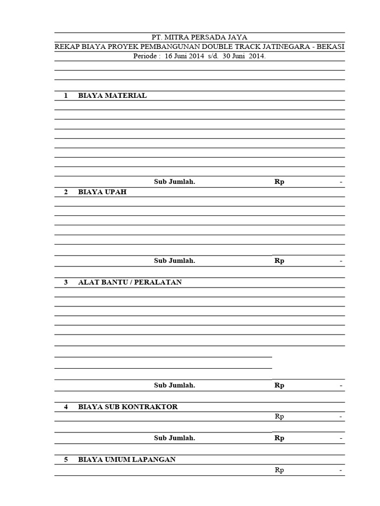 From Klad Kas, Tabelaris, Rekap Pengeluaran, Rekap Biaya Proyek | PDF
