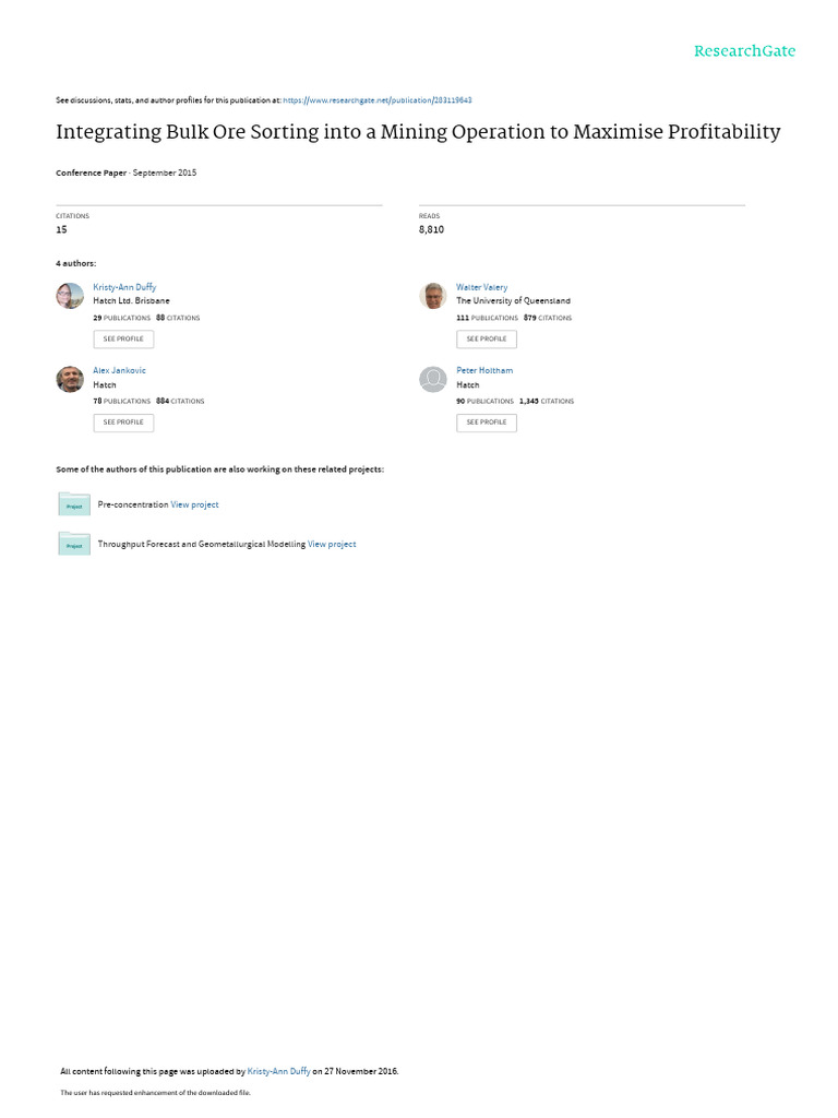 Integrating Bulk Ore Sorting Into A Mining Operation | PDF | Mining | Ore