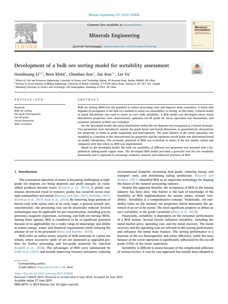 Bulk Ore Sorting for Mining Efficiency | PDF