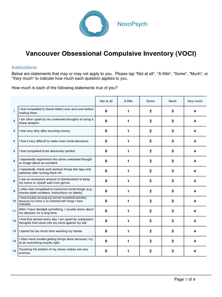 VOCI Assessment for OCD Evaluation | PDF